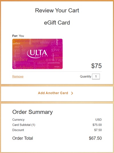 Ulta Beauty 10% OFF $75+ Gift Card Purchase - Beauty Deals BFF